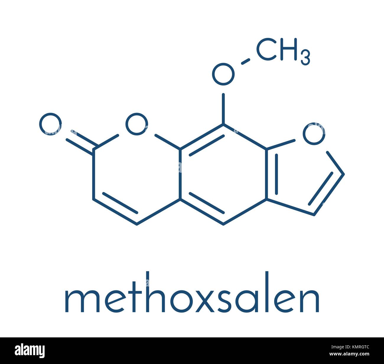 methoxsalen (psoralen) skin disease drug molecule. Used in PUVA therapy ...