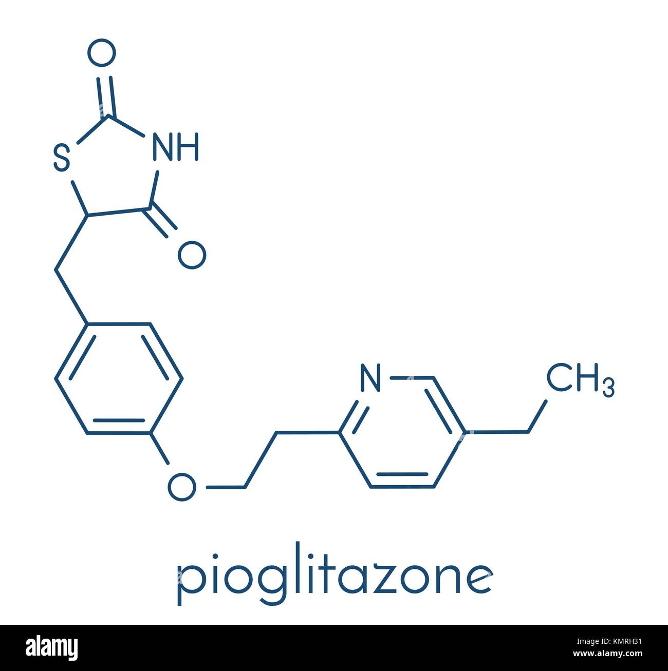 Pioglitazone diabetes drug molecule. Skeletal formula Stock Vector ...