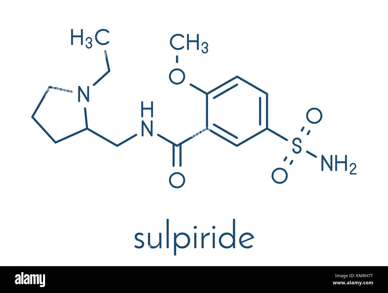 Sulpiride antipsychotic (neuroleptic) drug molecule. Skeletal formula ...
