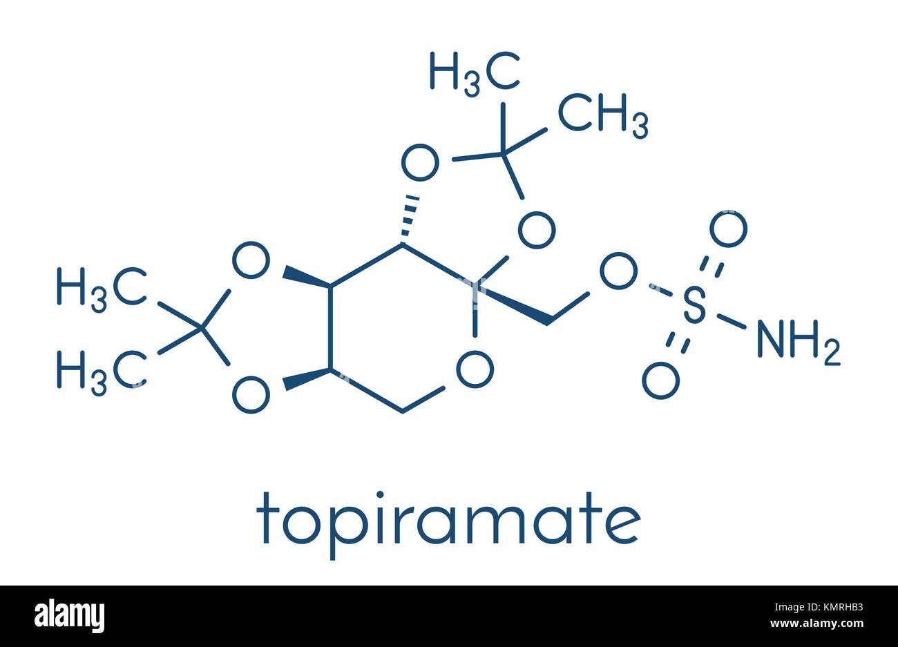 Topiramate epilepsy and weight loss drug, chemical structure Skeletal ...