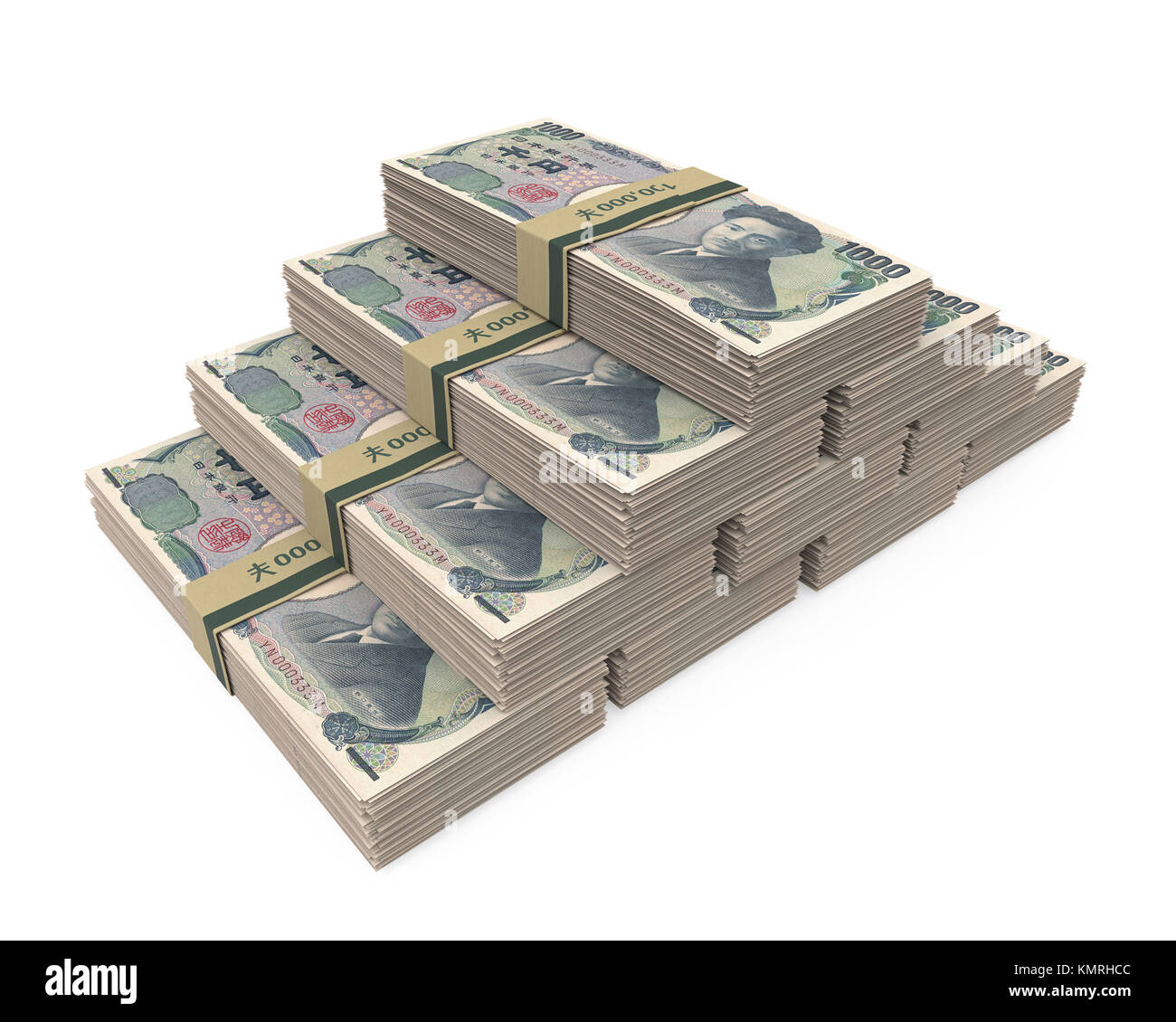 Stacks of 1000 Japanese Yen Isolated Stock Photo - Alamy