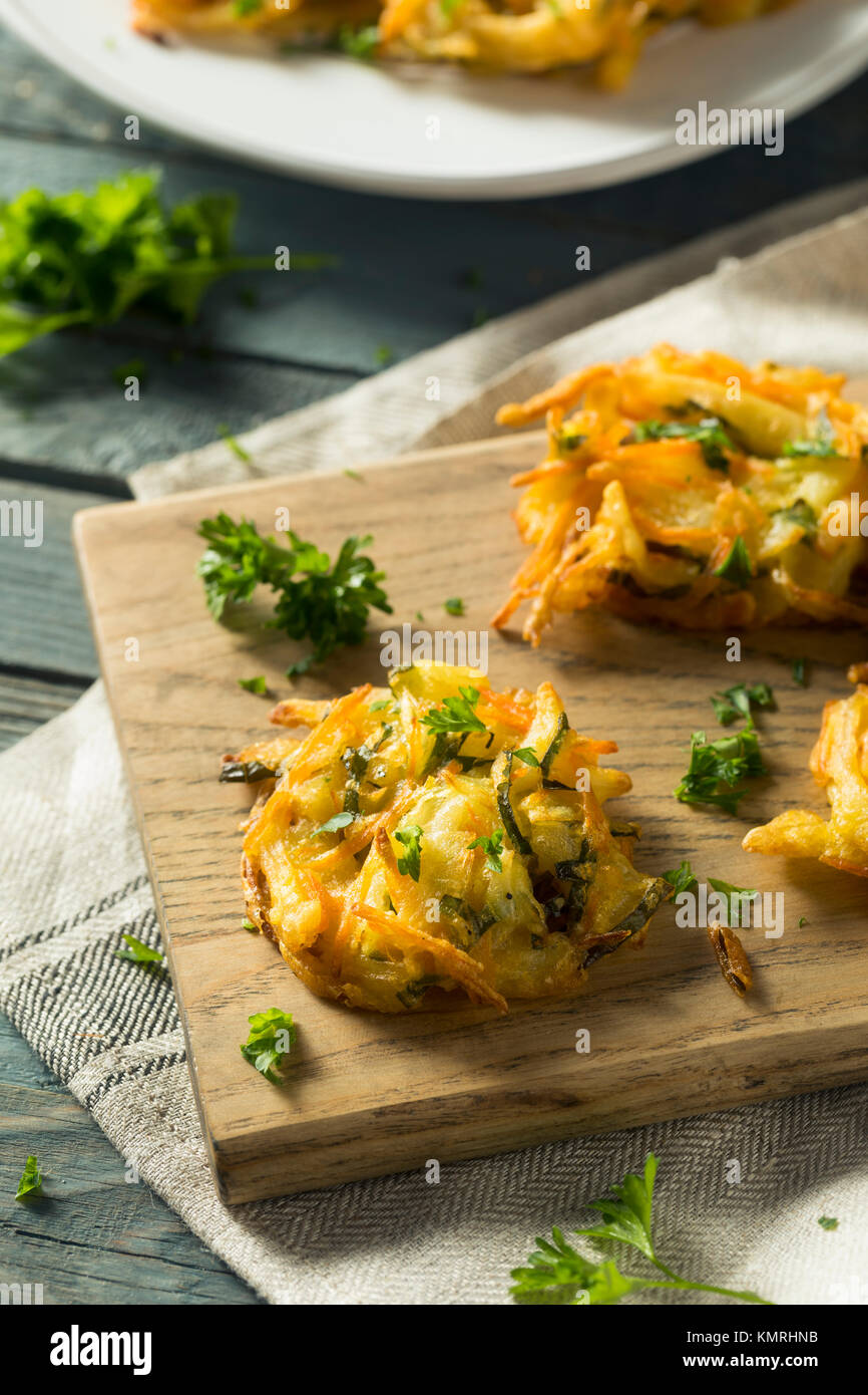 Homemade Fried Vegetable Birds Nests with Onion and Parsley Stock Photo ...