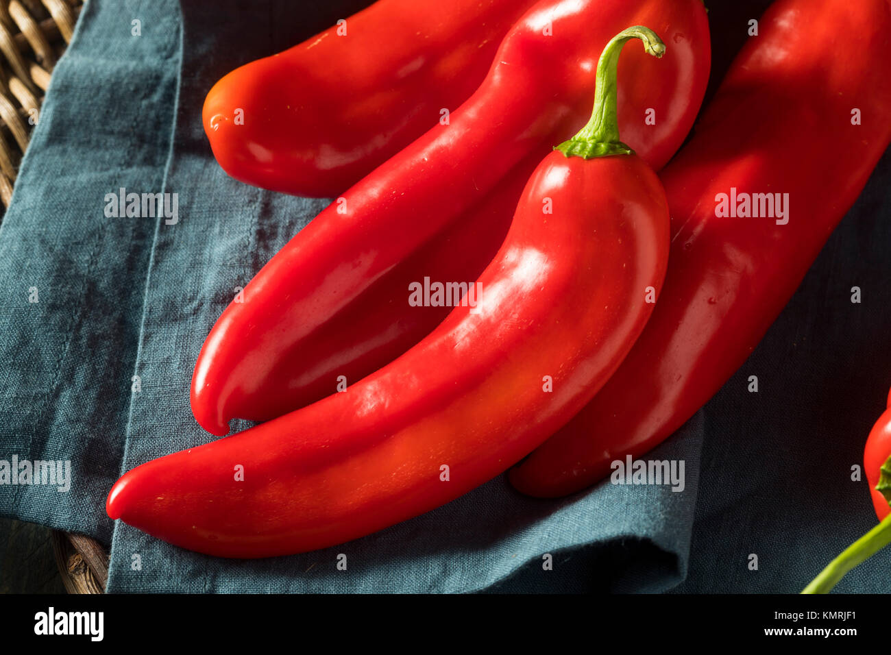 Raw Organic Sweet Red Ancient Peppers in a Bunch Stock Photo - Alamy