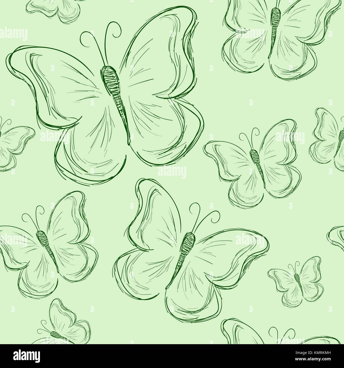 Seamless pattern with butterfly, green butterfly Stock Vector Image ...