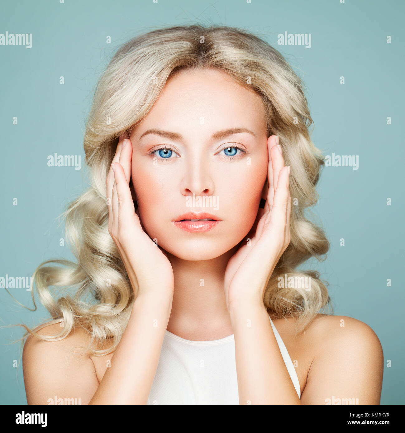 Beauty Portrait of Beautiful Woman. Blonde Hairstyle and Perfect Face ...