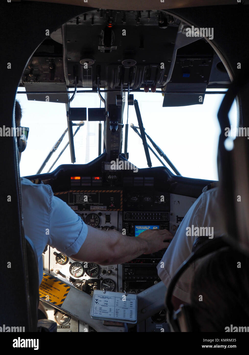 Looking into the cockpit of a plane of the Grand Canyon Airlines during ...