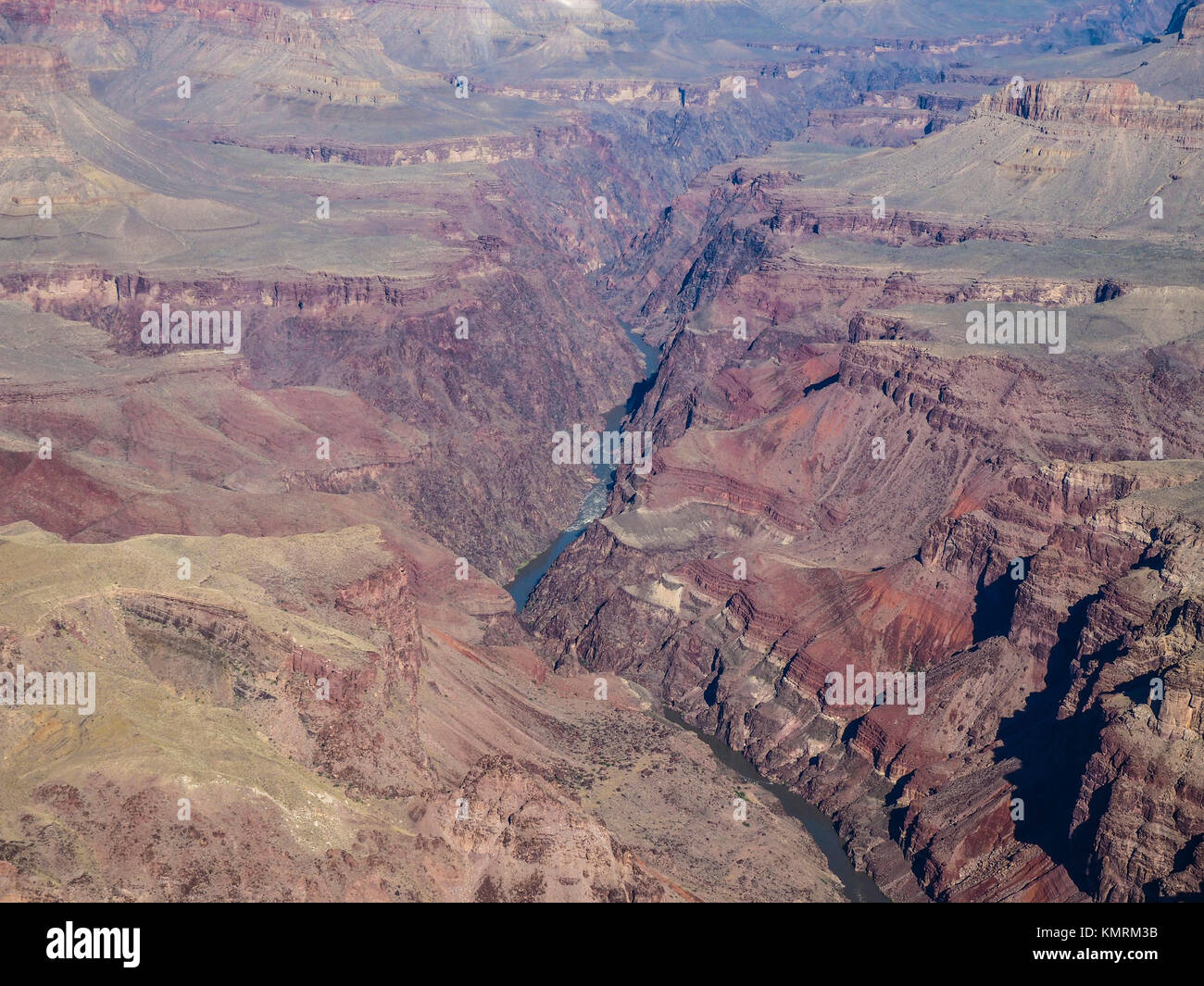 Aerial view from the Grand Canyon National Park and Colorado River ...