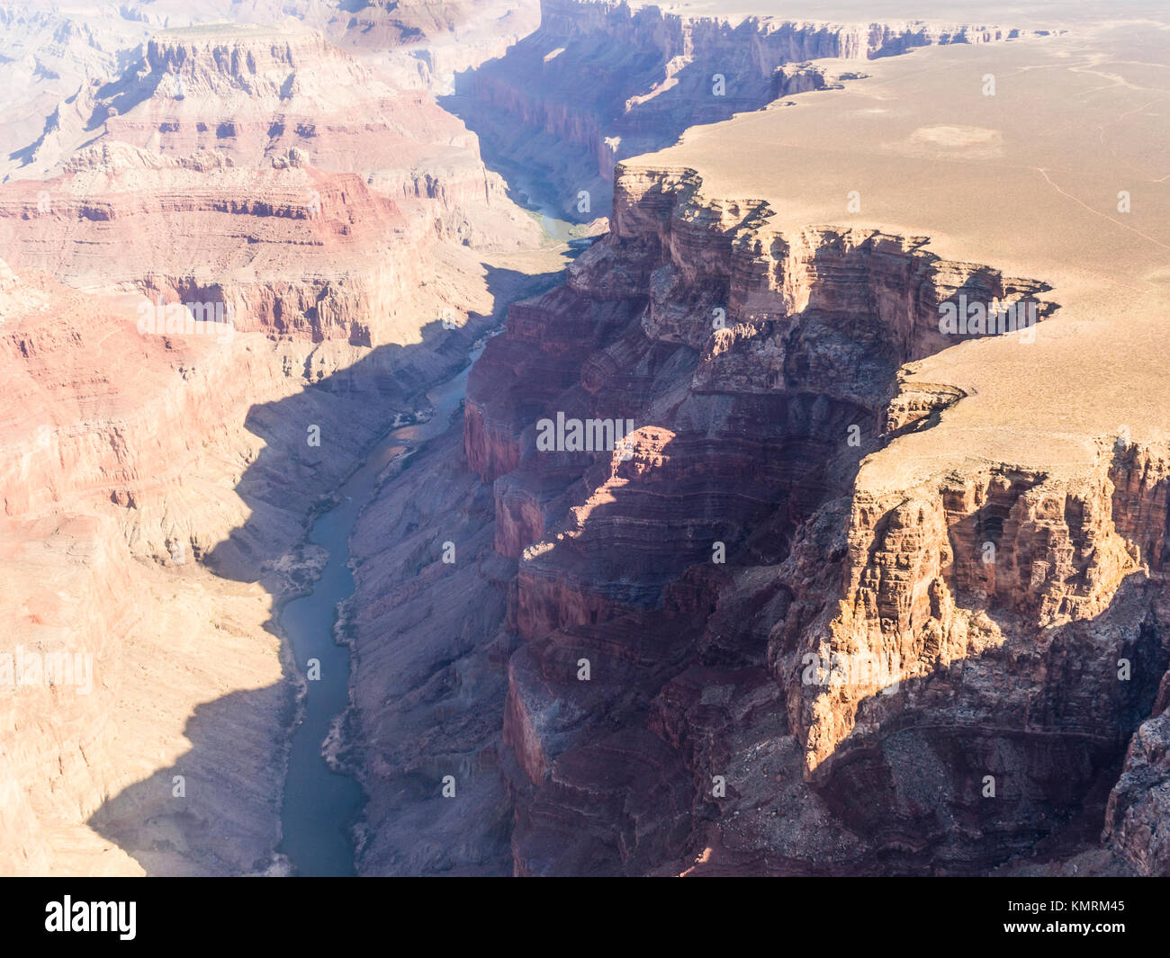 Aerial view from the Grand Canyon National Park and Colorado River ...