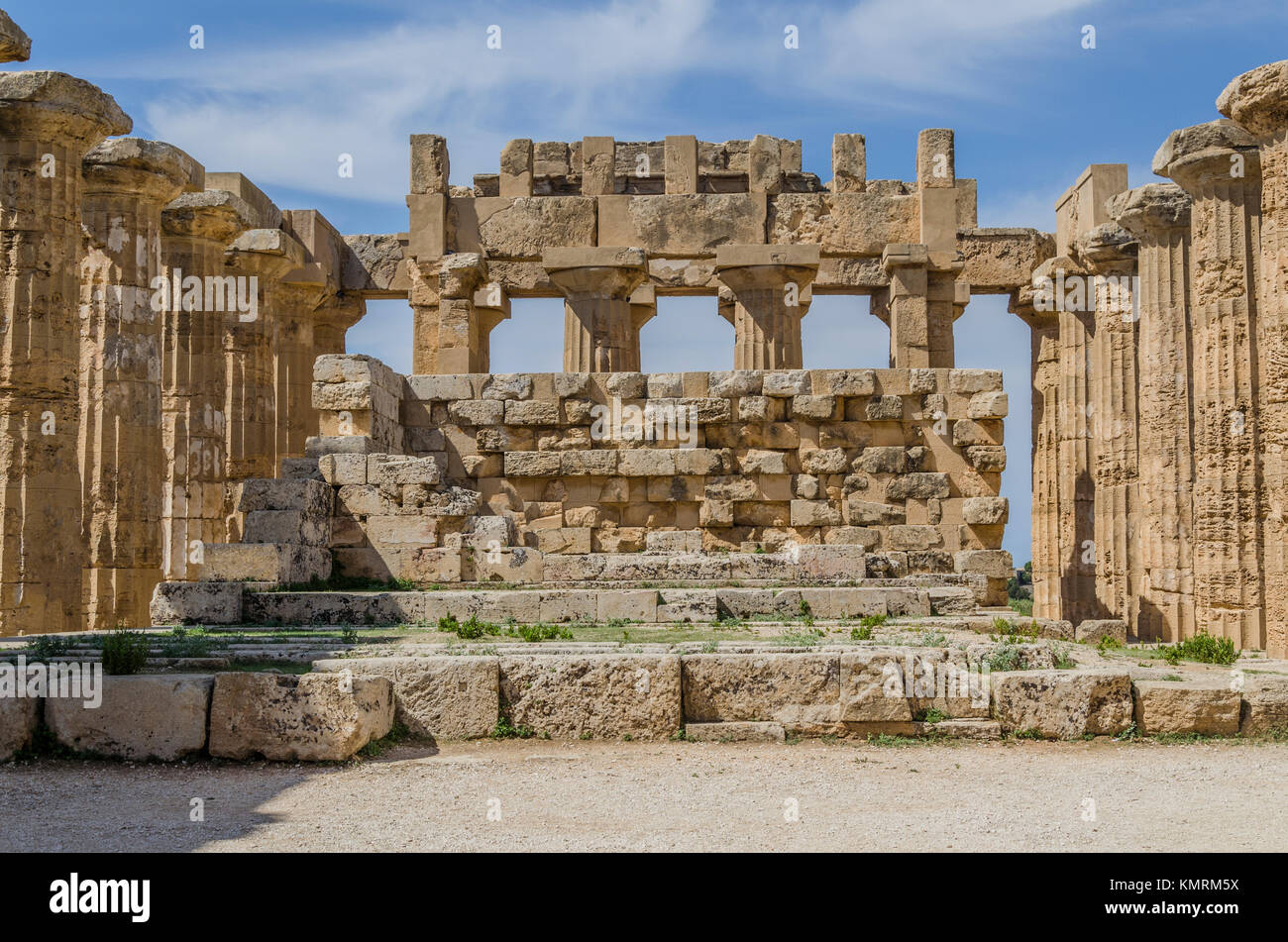 Close-up of the main altar of the greek temple in the archaeological ...
