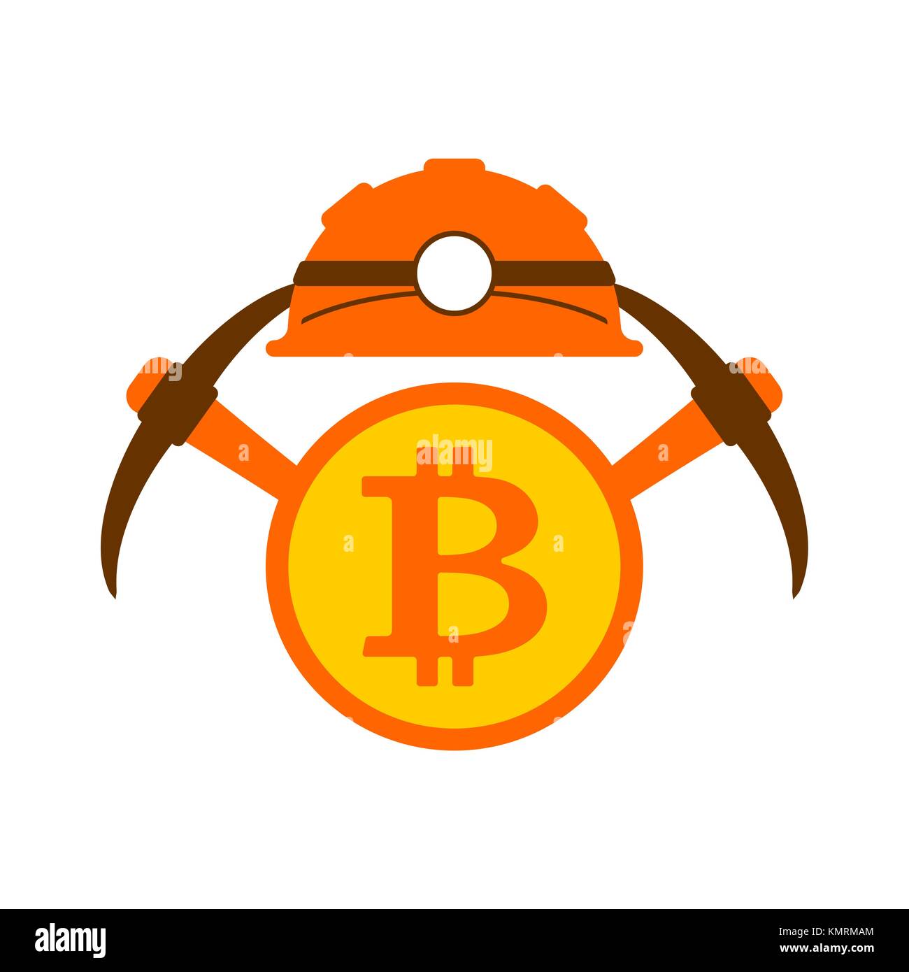 Miner logo. Mining Bitcoin Crypto Currencies. Worker with pickaxe ...