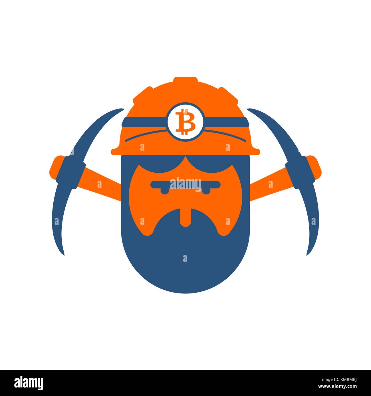 Miner logo. Mining Bitcoin Crypto Currencies. Worker with pickaxe. Vector illustration Stock ...
