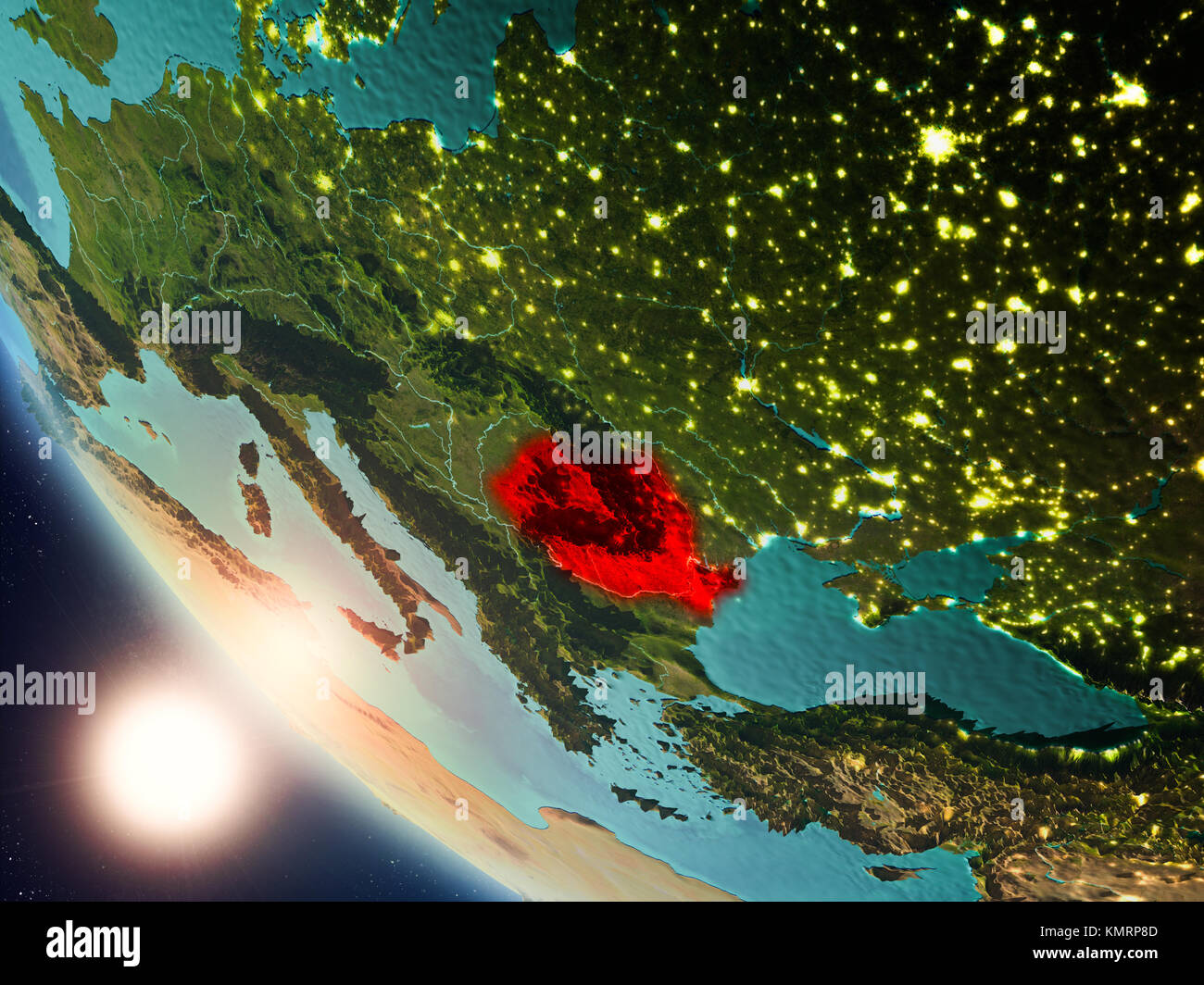 Satellite image romania highlighted hi-res stock photography and images ...