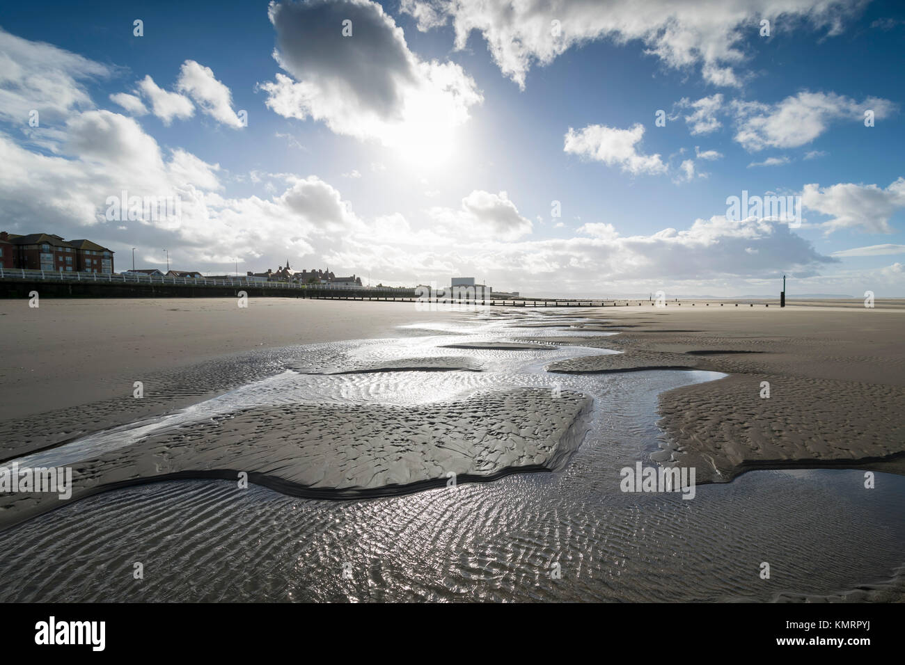 Rhyl beach on the North Wales Coast Stock Photo - Alamy