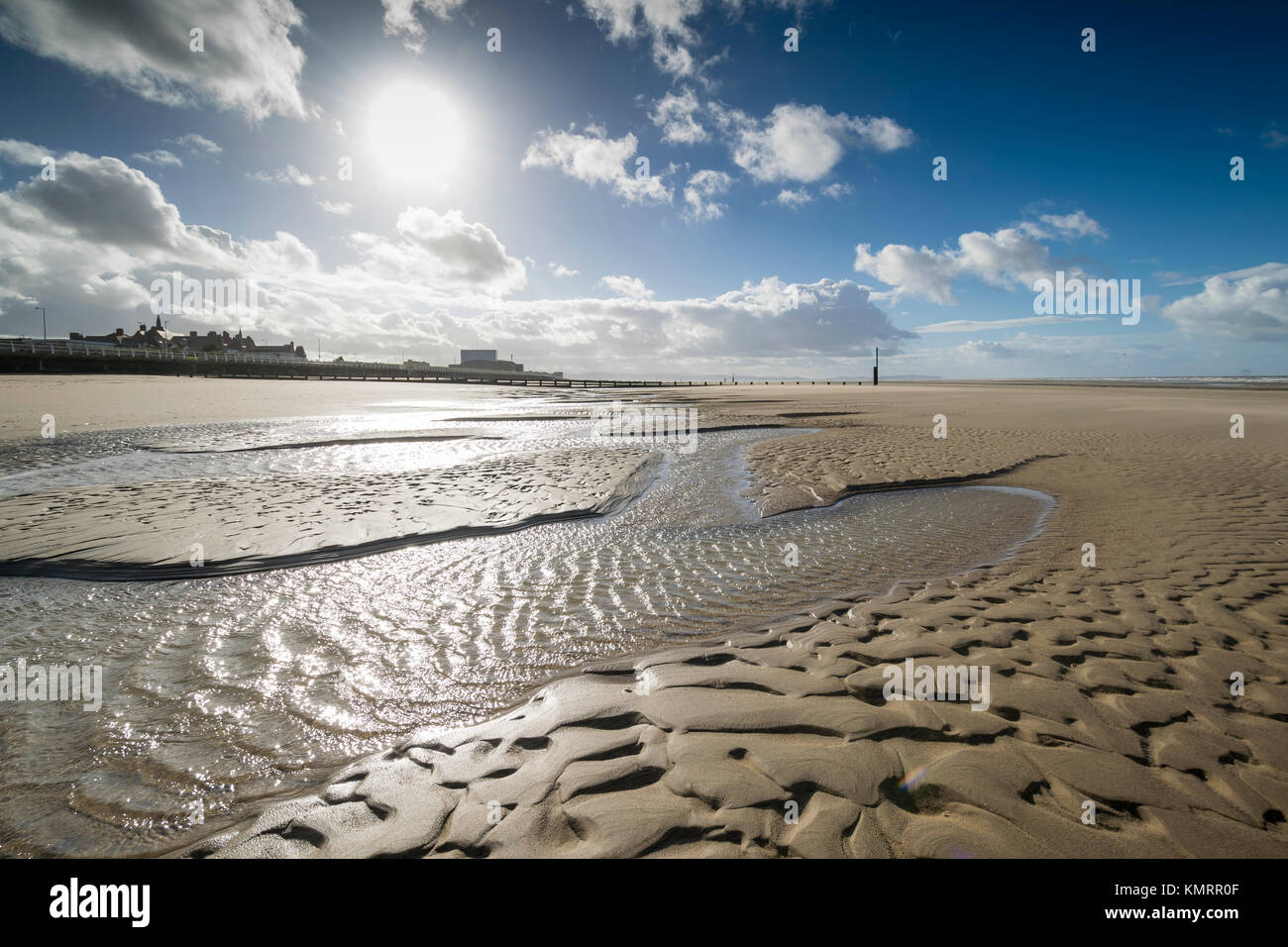 Rhyl beach on the North Wales Coast Stock Photo - Alamy