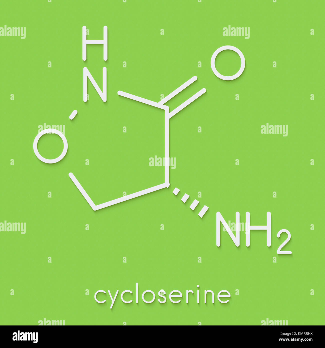 Cycloserine (D-cycloserine) tuberculosis drug molecule. Skeletal ...