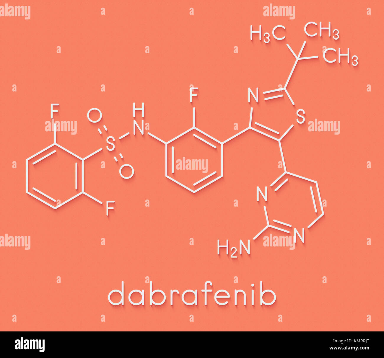 Dabrafenib melanoma cancer drug molecule. Skeletal formula Stock Photo ...