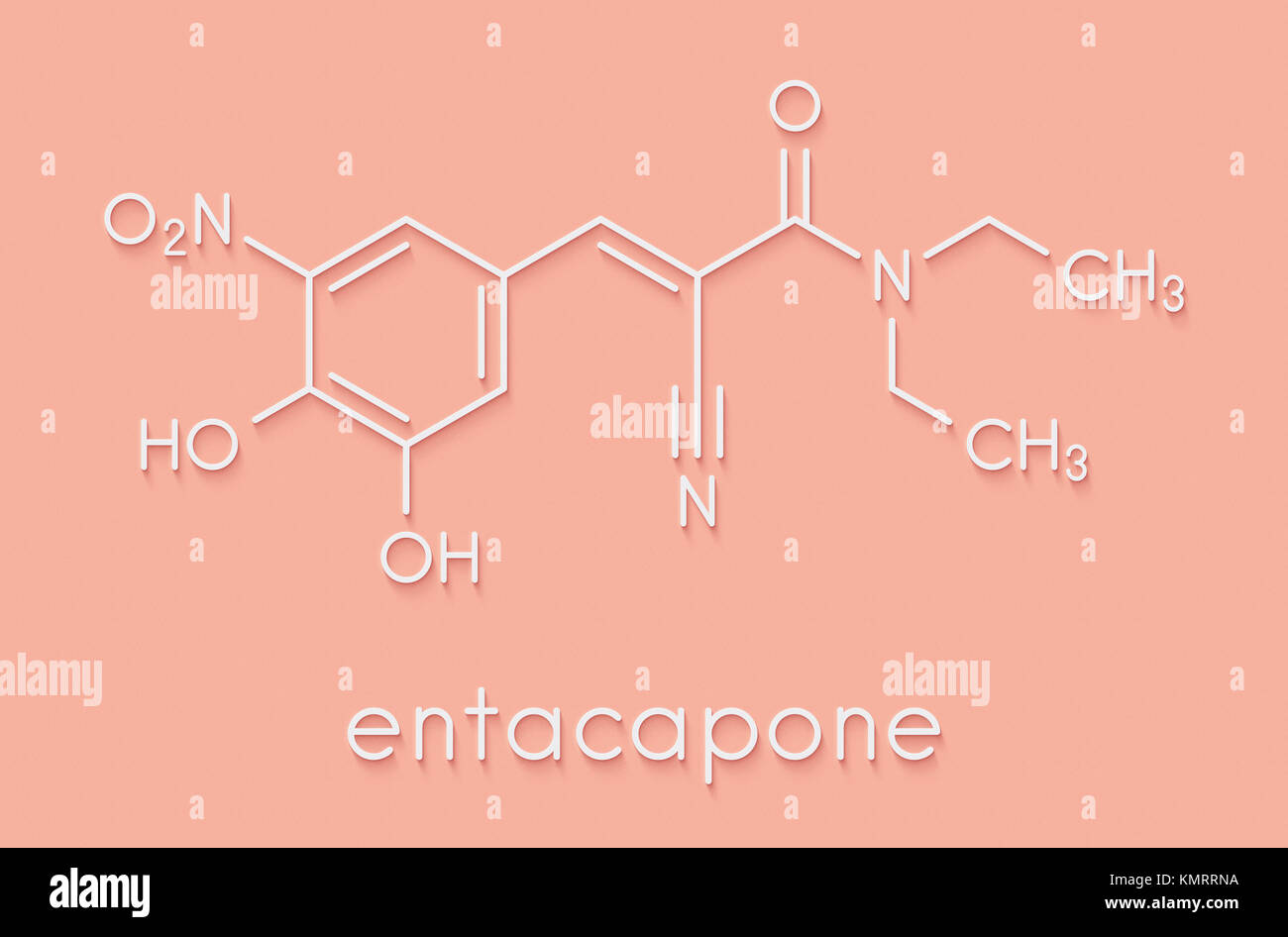 Entacapone Parkinson's disease drug molecule. Skeletal formula Stock ...