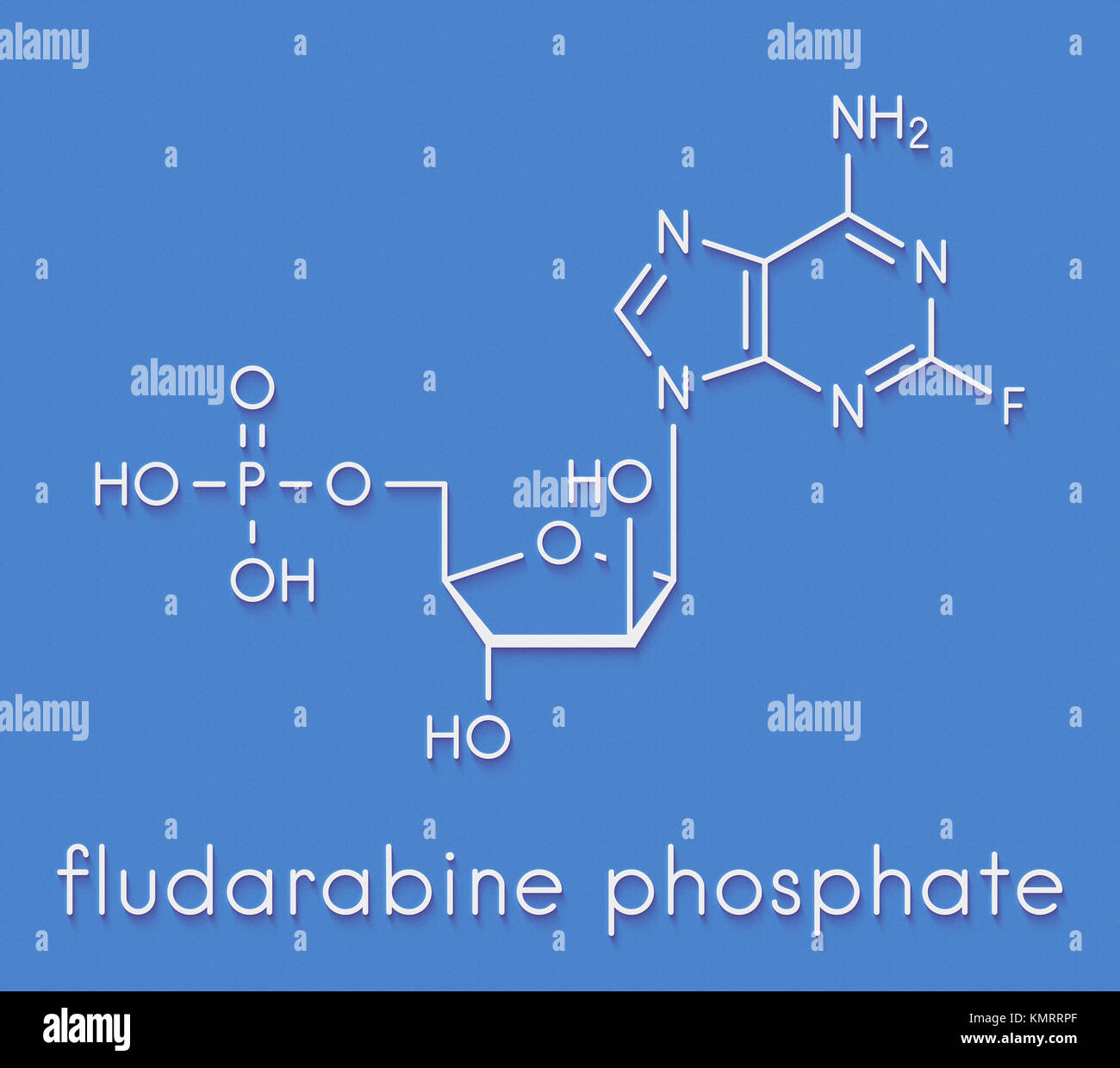 Fludarabine phosphate blood cancer drug molecule. Skeletal formula ...