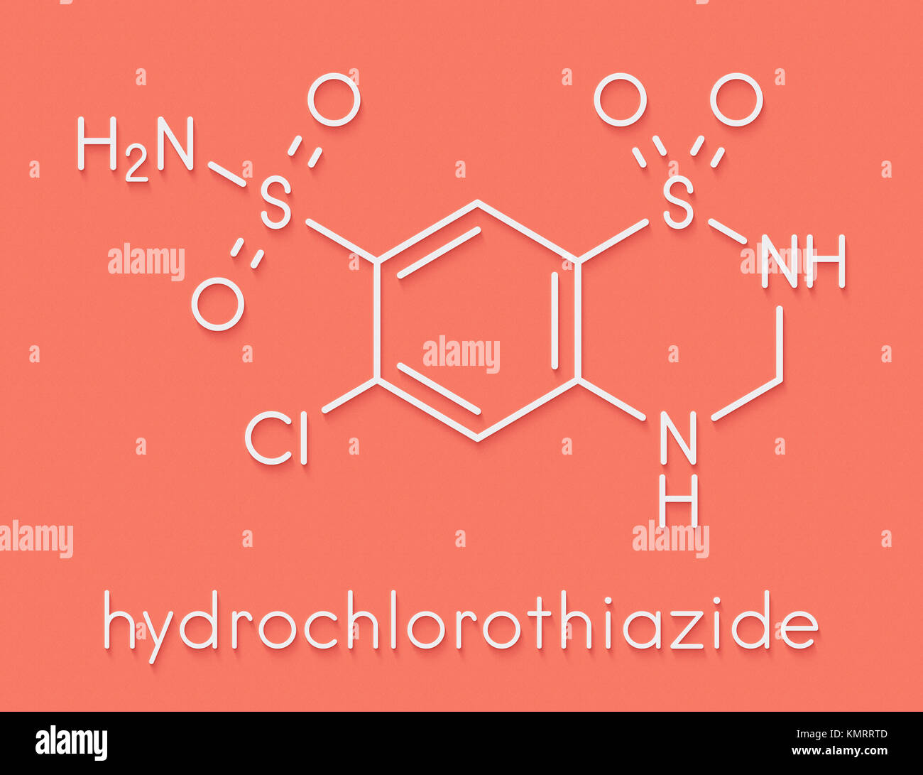 Hydrochlorothiazide diuretic drug molecule. Skeletal formula Stock ...