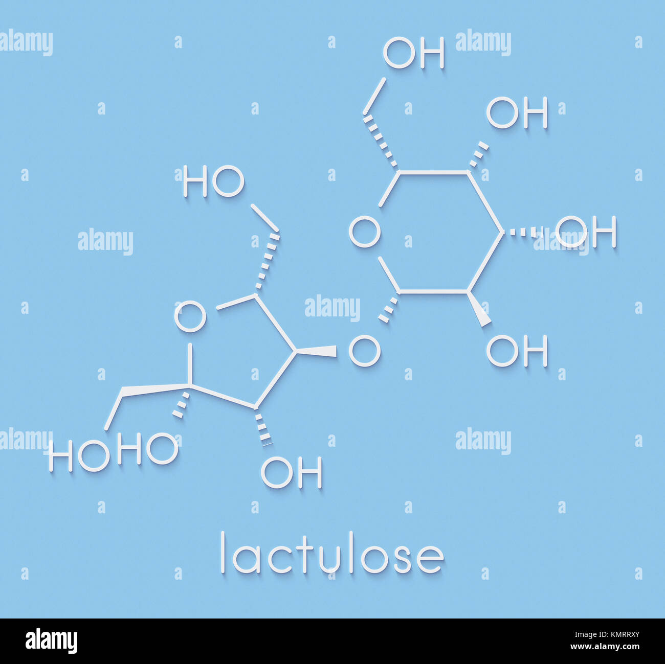 Lactulose chronic constipation drug (laxative) molecule. Skeletal ...