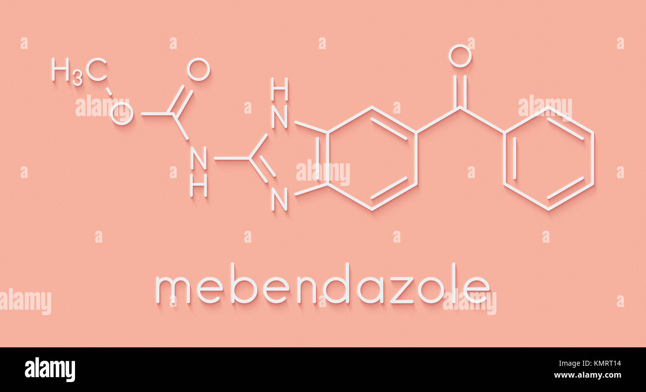 Mebendazole anthelmintic drug molecule. Used to treat worm infestations ...