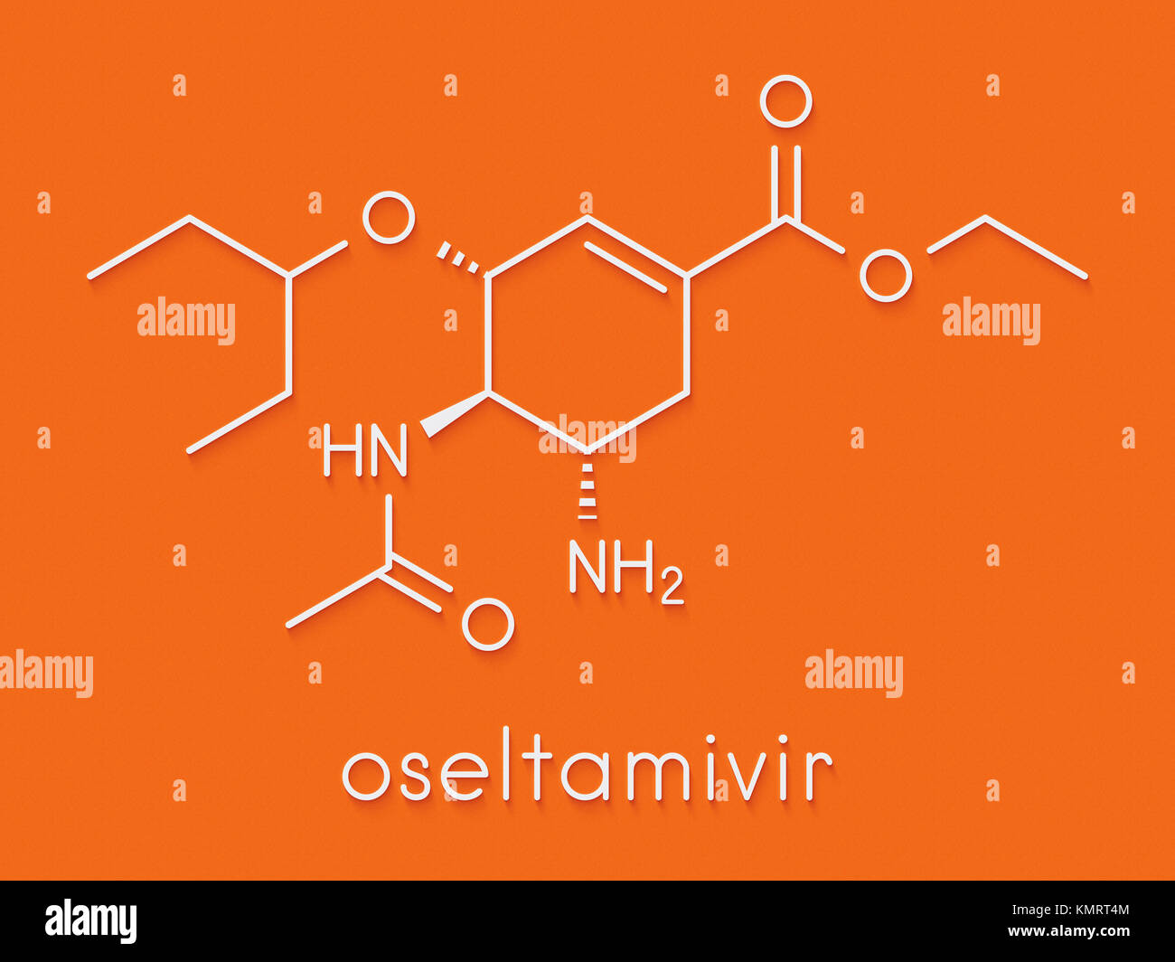 Oseltamivir influenza virus drug molecule. Skeletal formula Stock Photo ...