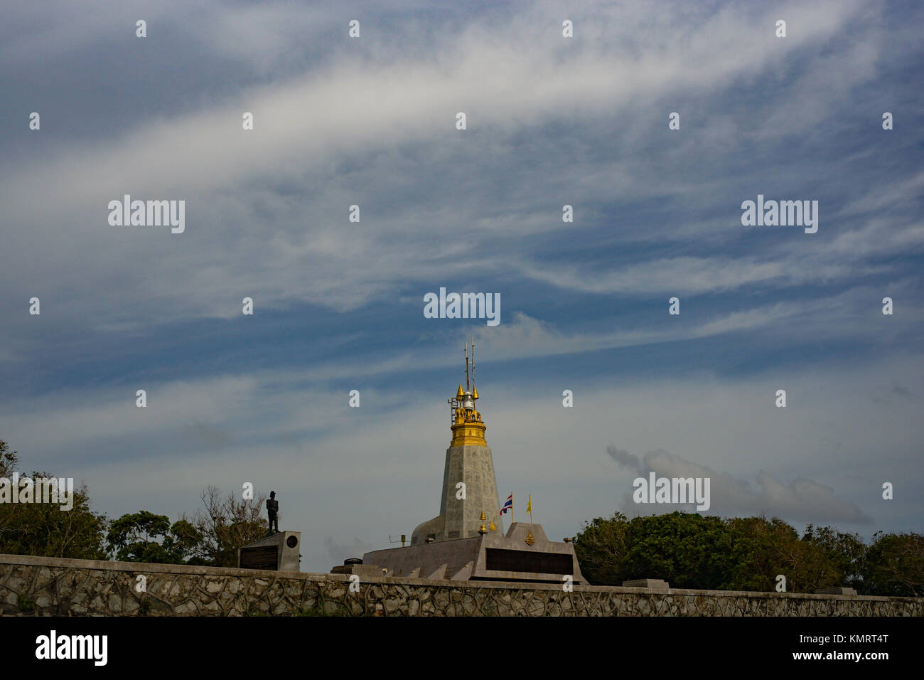 View at the Promthep Cape viewpoint. There are the trees, lighthouse ...