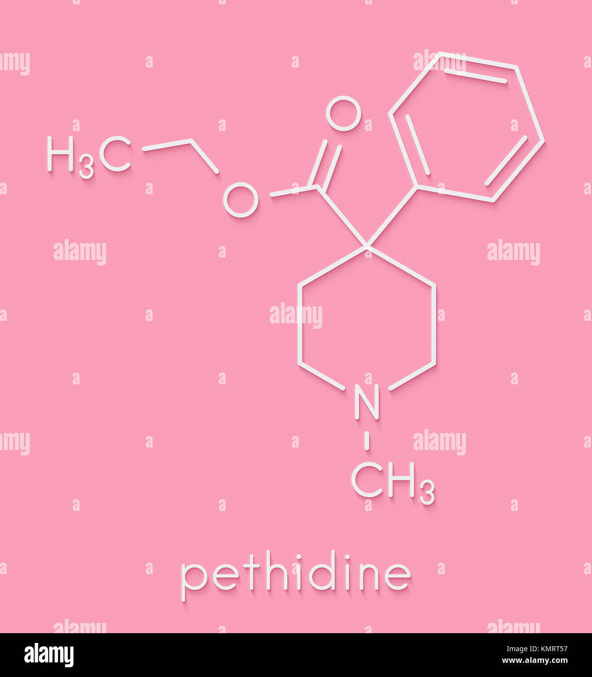 Pethidine opioid analgesic drug molecule. Skeletal formula Stock Photo ...