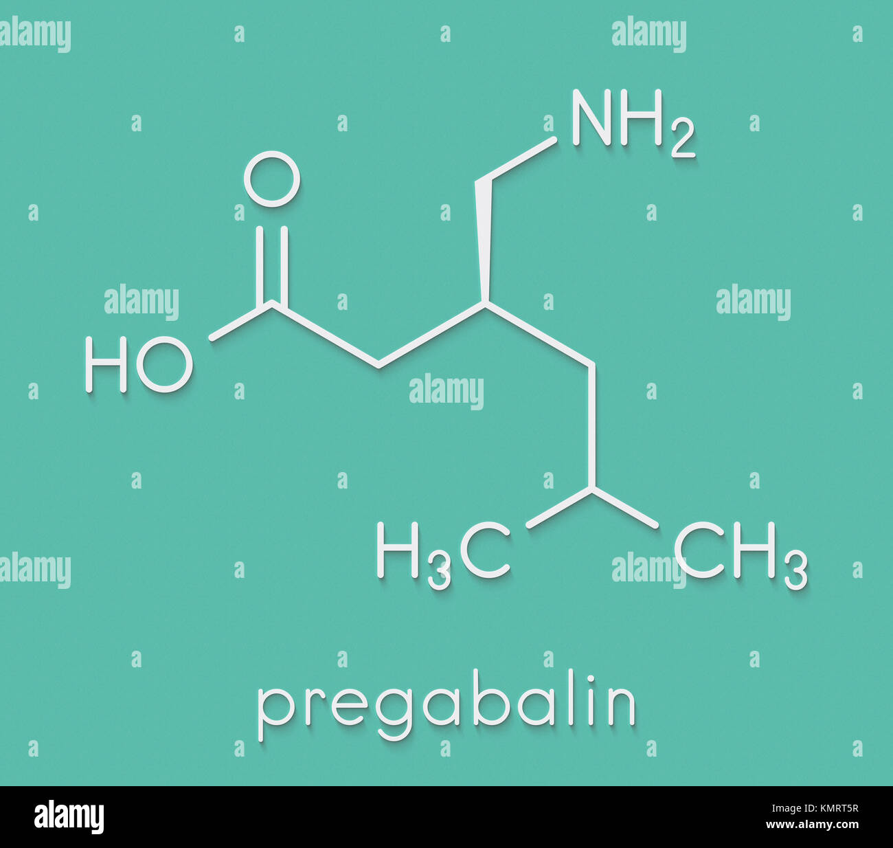 Pregabalin epilepsy and fibromyalgia drug molecule. Skeletal formula ...