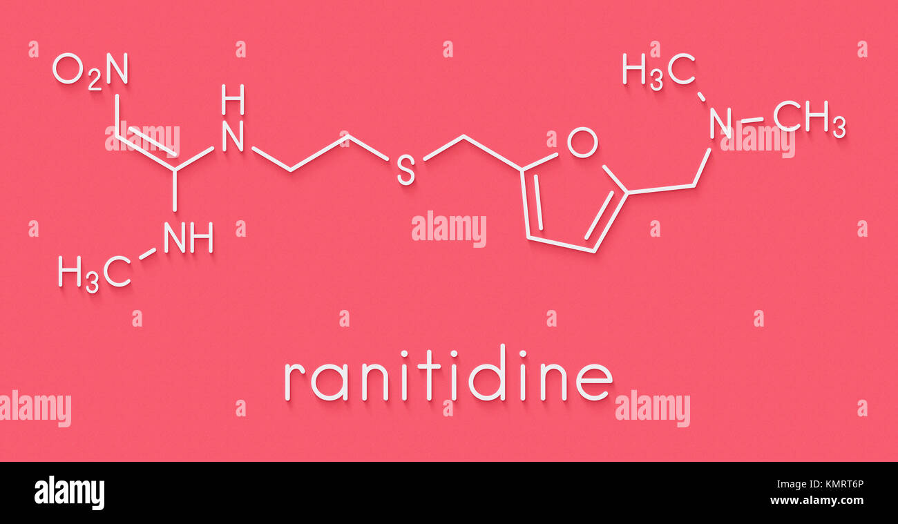 Ranitidine peptic ulcer disease drug molecule. Blocks stomach acid ...
