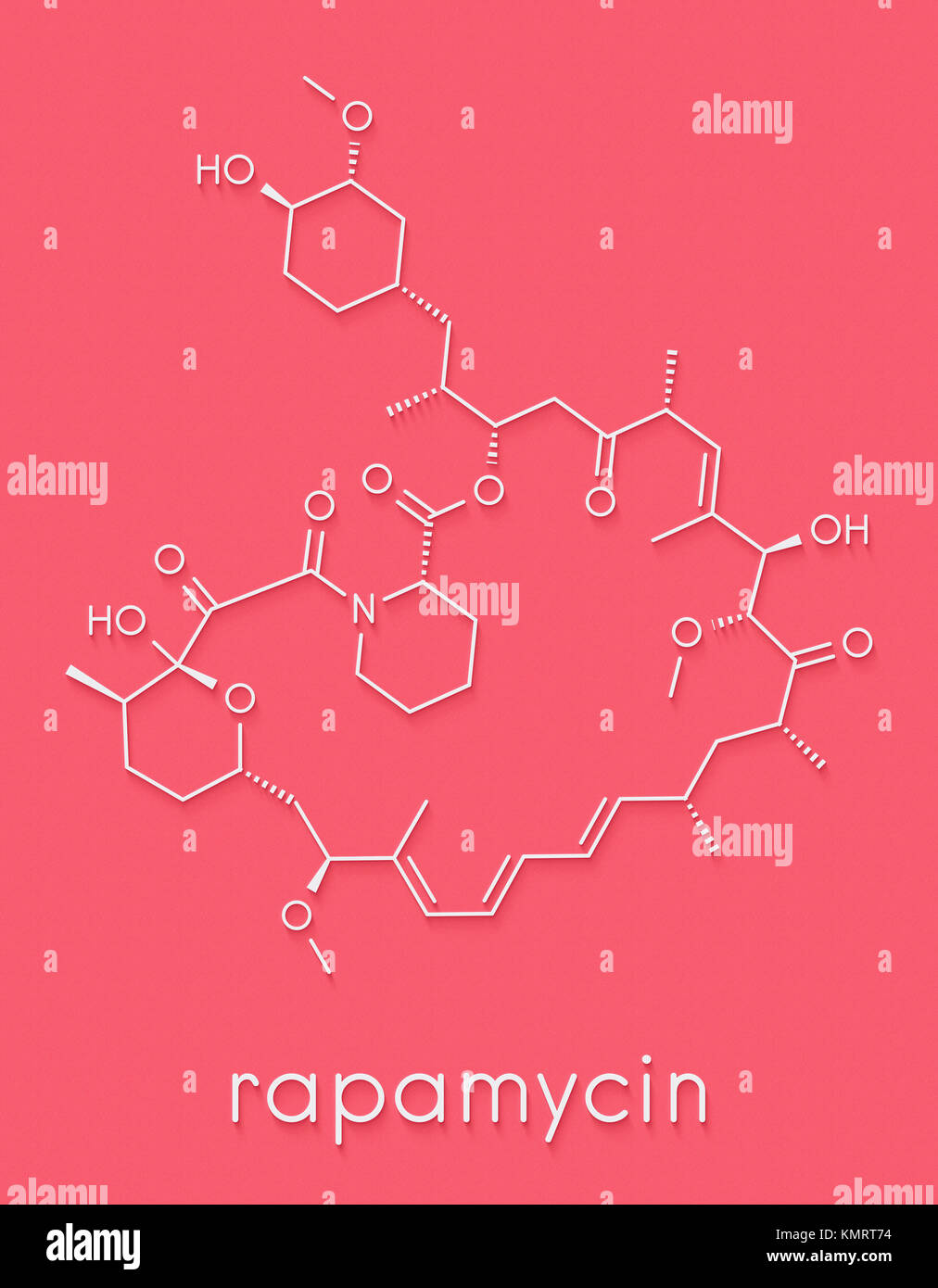 Rapamycin (sirolimus) immunosuppressive drug molecule. Used to prevent ...