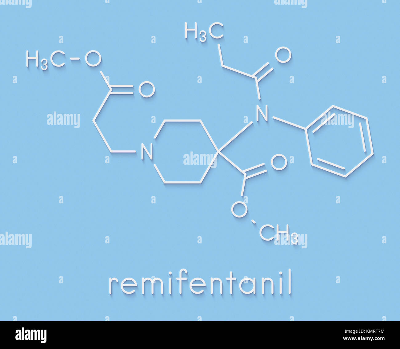 Remifentanil anaesthetic and analgesic drug molecule. Skeletal formula ...
