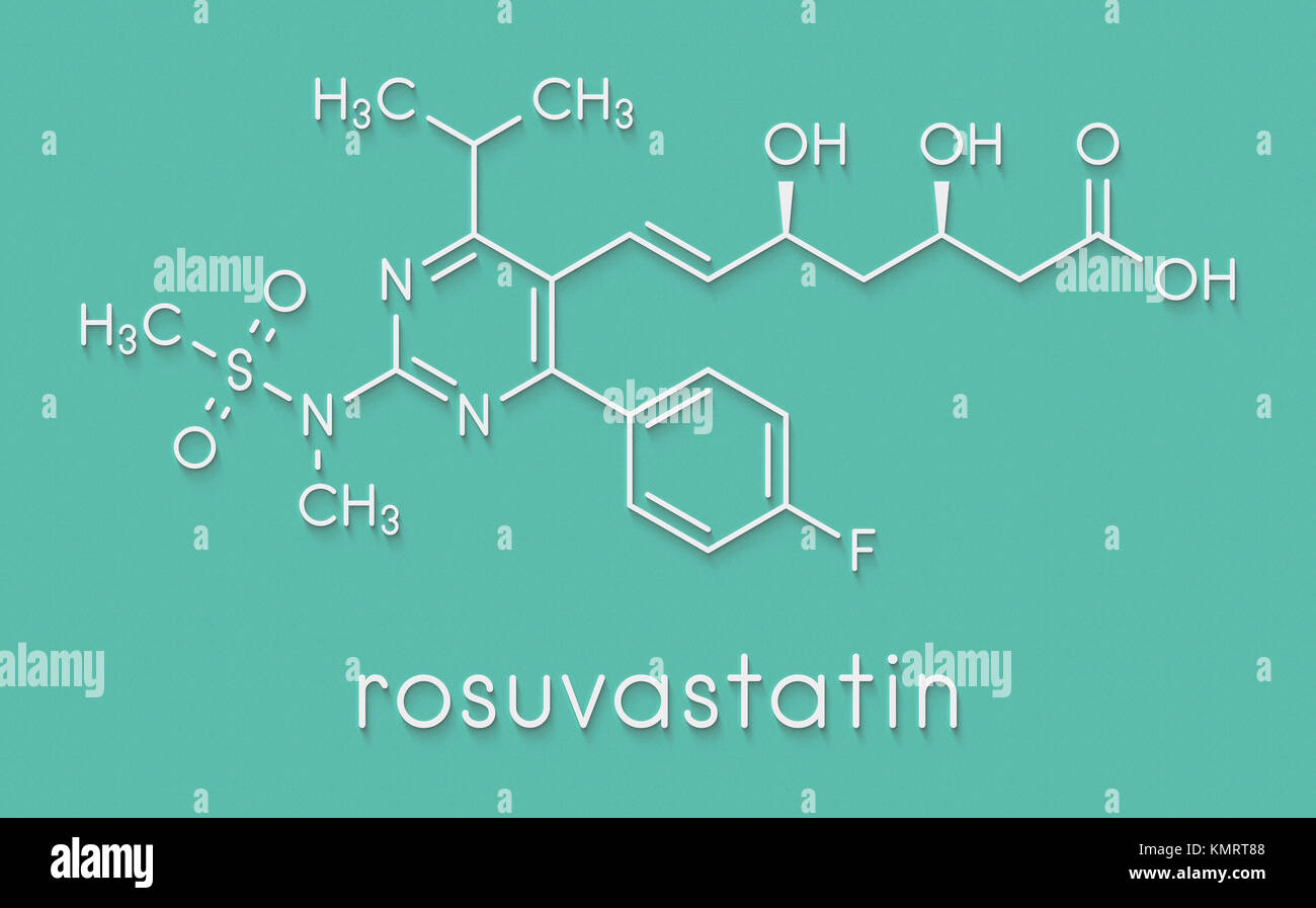 Rosuvastatin cholesterol lowering drug (statin class) molecule. Skeletal formula Stock Photo - Alamy