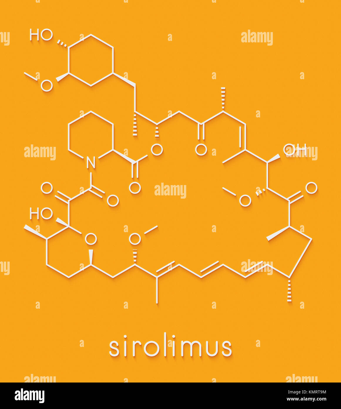 Sirolimus (rapamycin) immunosuppressive drug molecule. Used to prevent ...