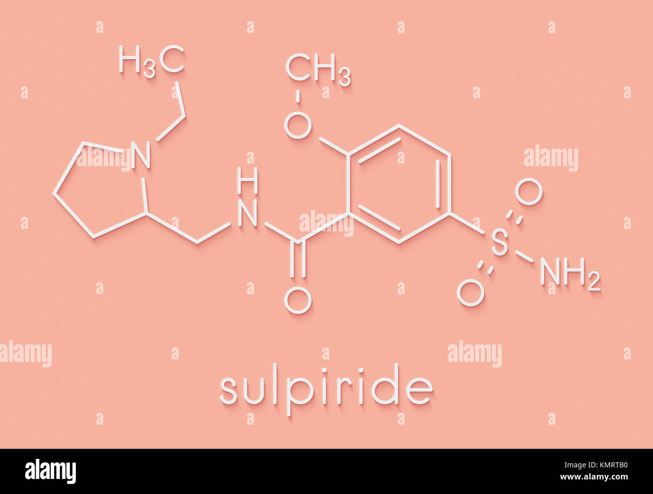 Sulpiride antipsychotic (neuroleptic) drug molecule. Skeletal formula ...