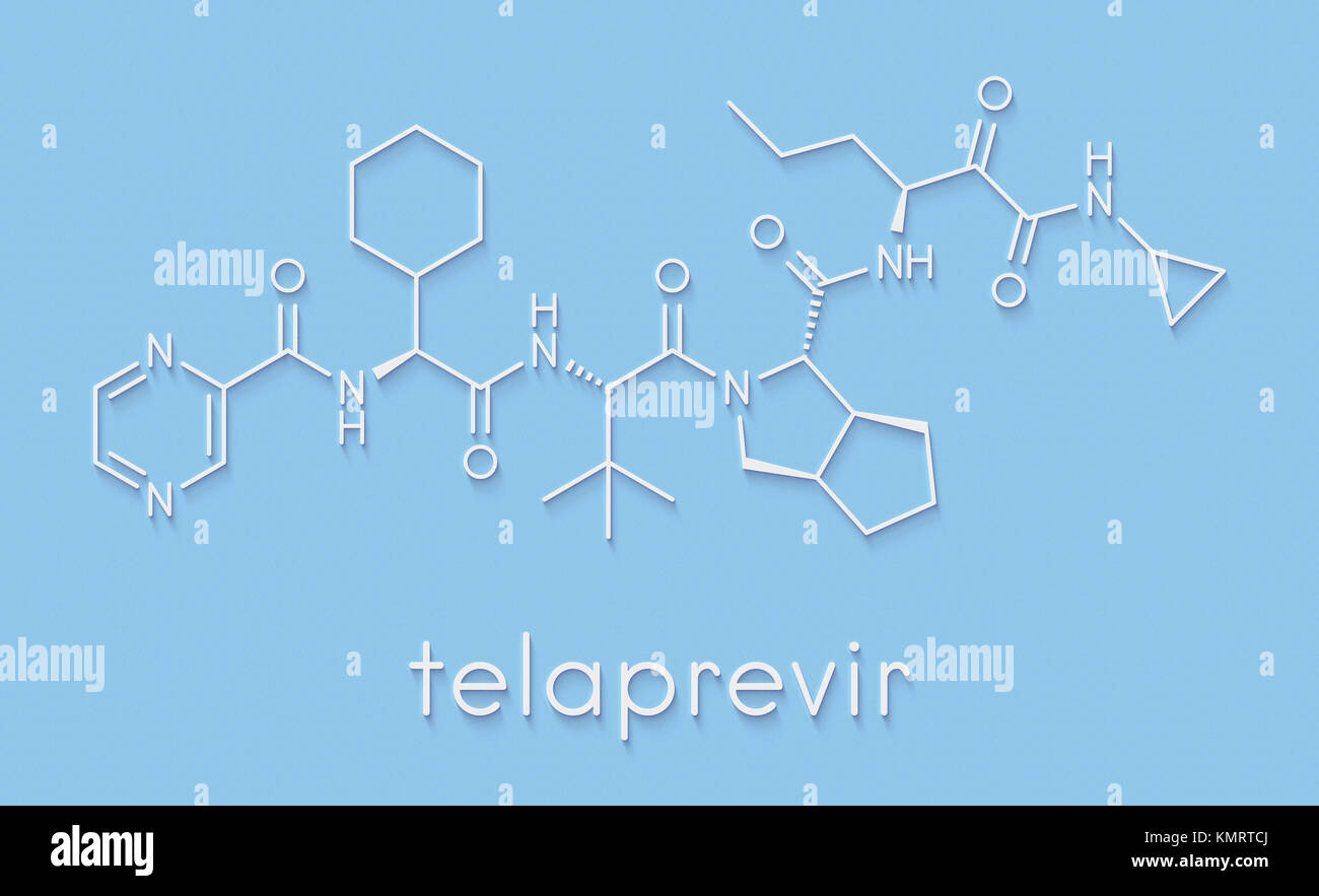 Telaprevir hepatitis C virus drug molecule. Skeletal formula Stock ...