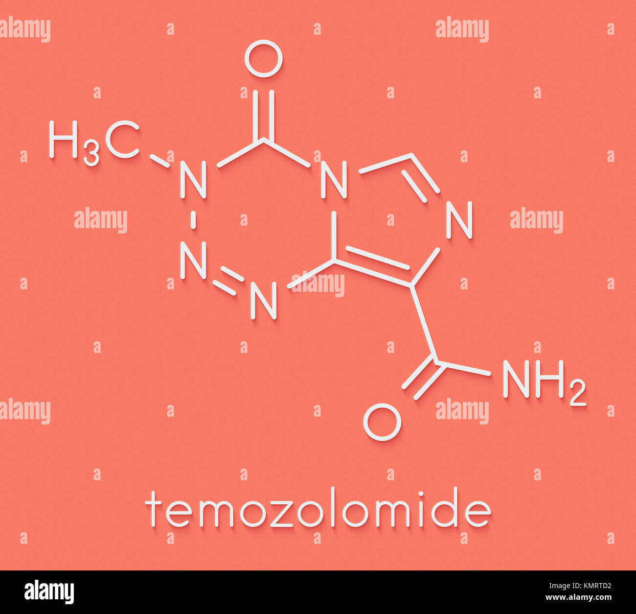 Temozolomide cancer chemotherapy drug molecule. Skeletal formula Stock ...