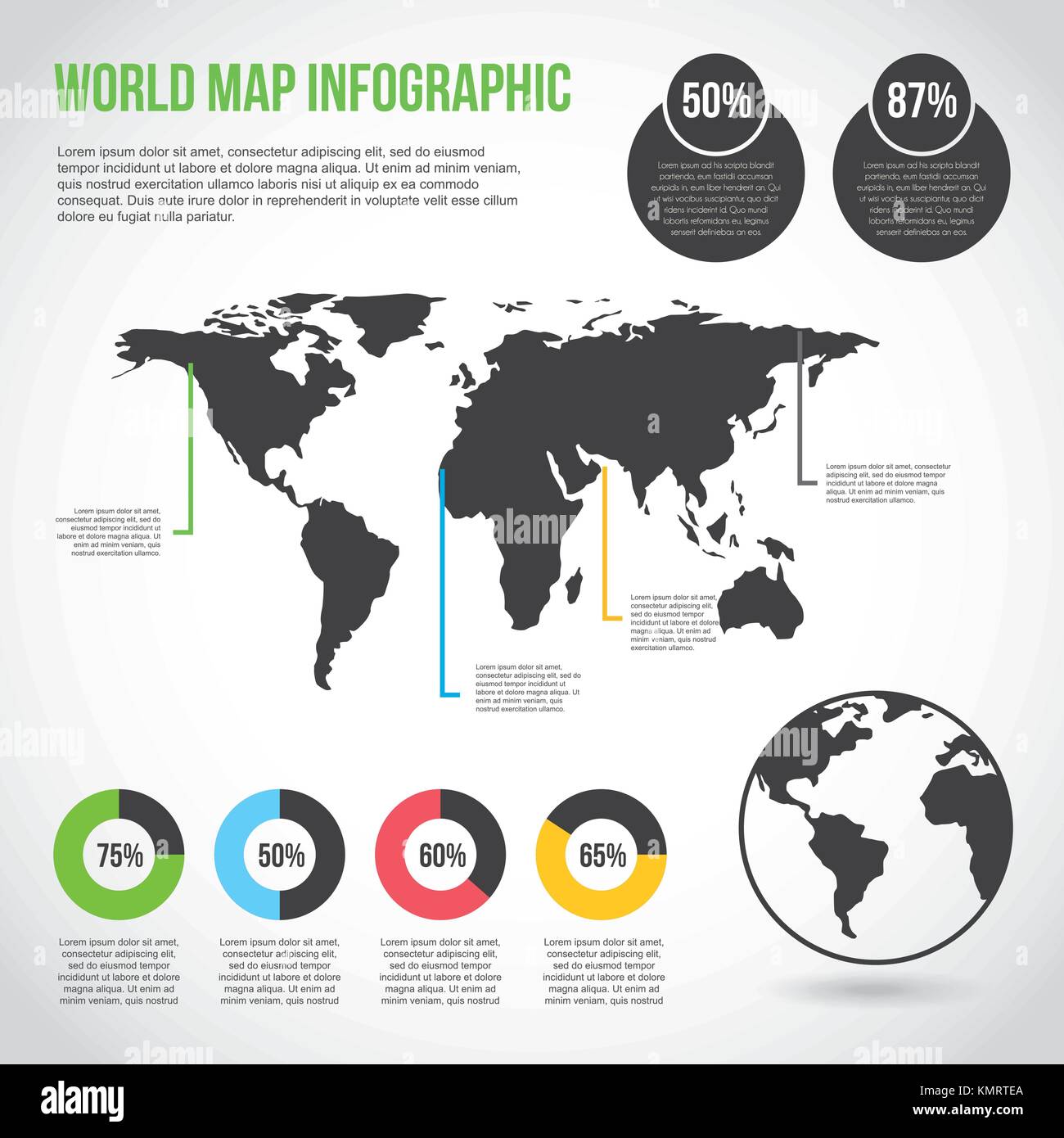 world map infographic countries percent chart Stock Vector Image & Art ...