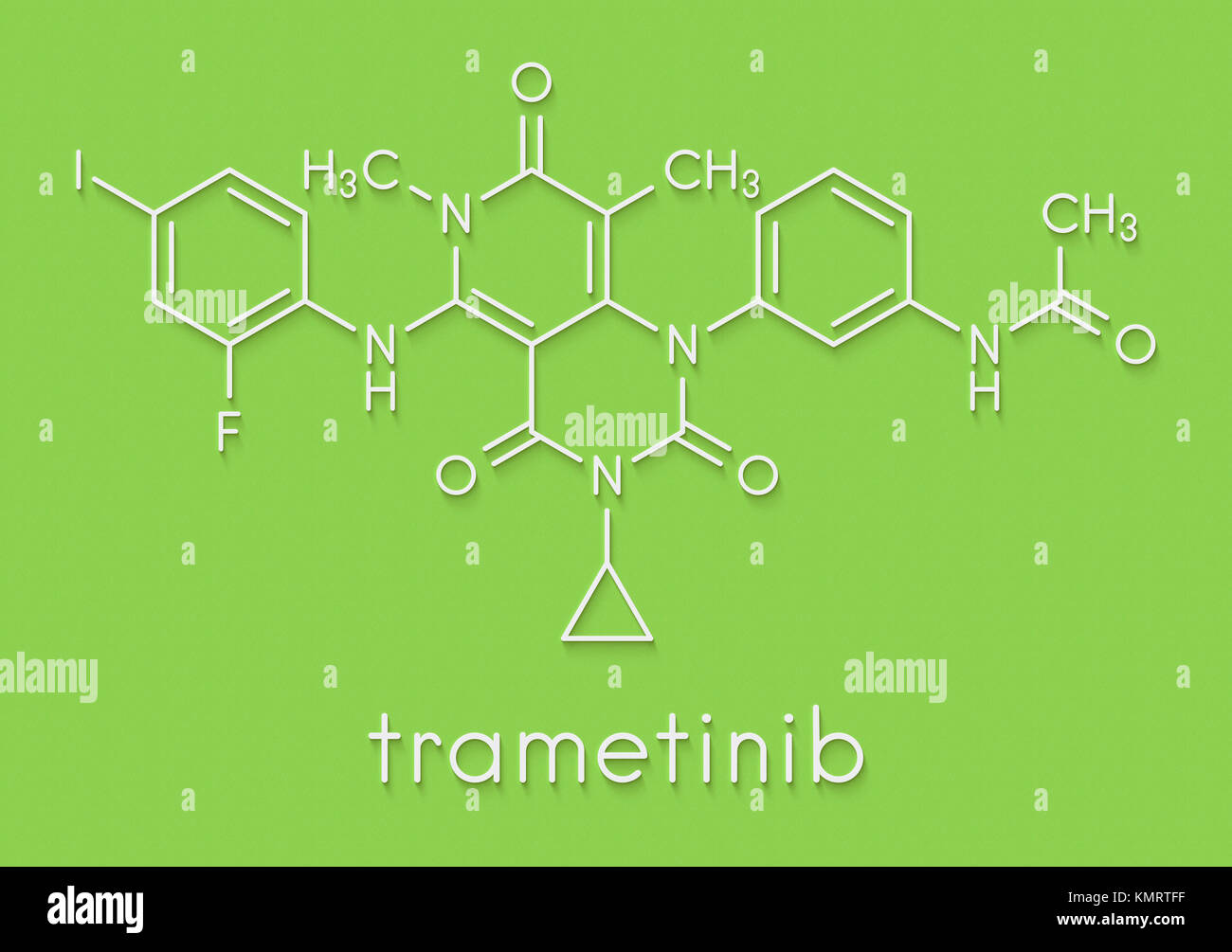 Trametinib melanoma cancer drug molecule. Skeletal formula Stock Photo ...