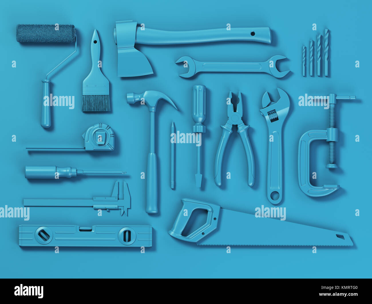 Set of of white tools isolated on white background. Mock up. With paths ...