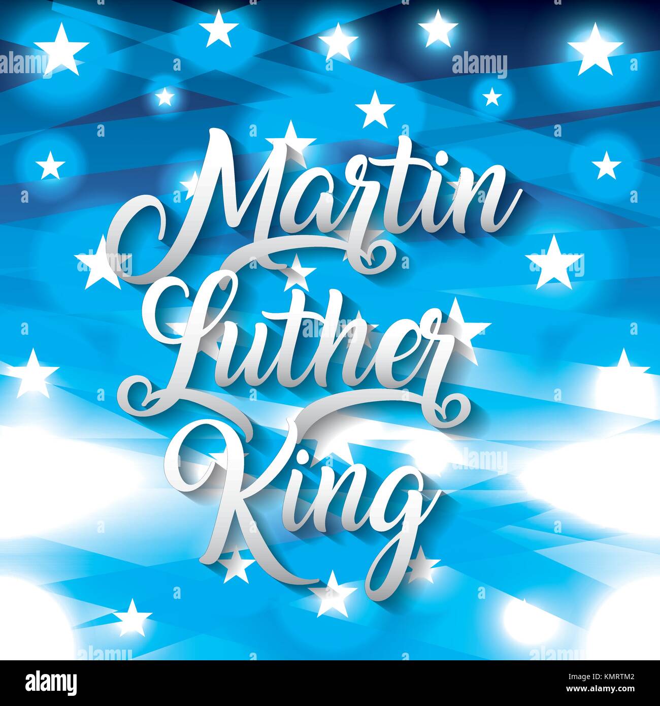 martin luther king card greeting text with star and blue shiny ...