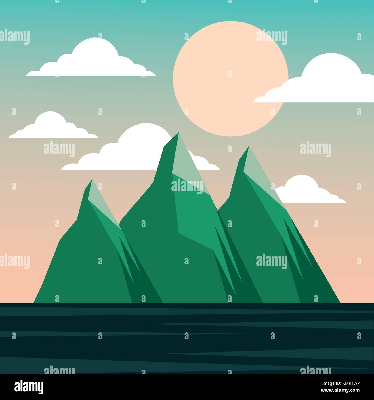 Sea sunrise winter Stock Vector Images - Alamy