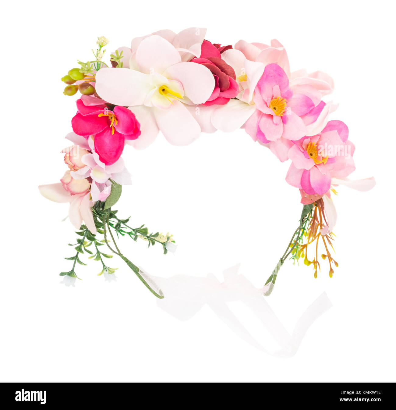 Flower wreath isolated on white background Stock Photo - Alamy