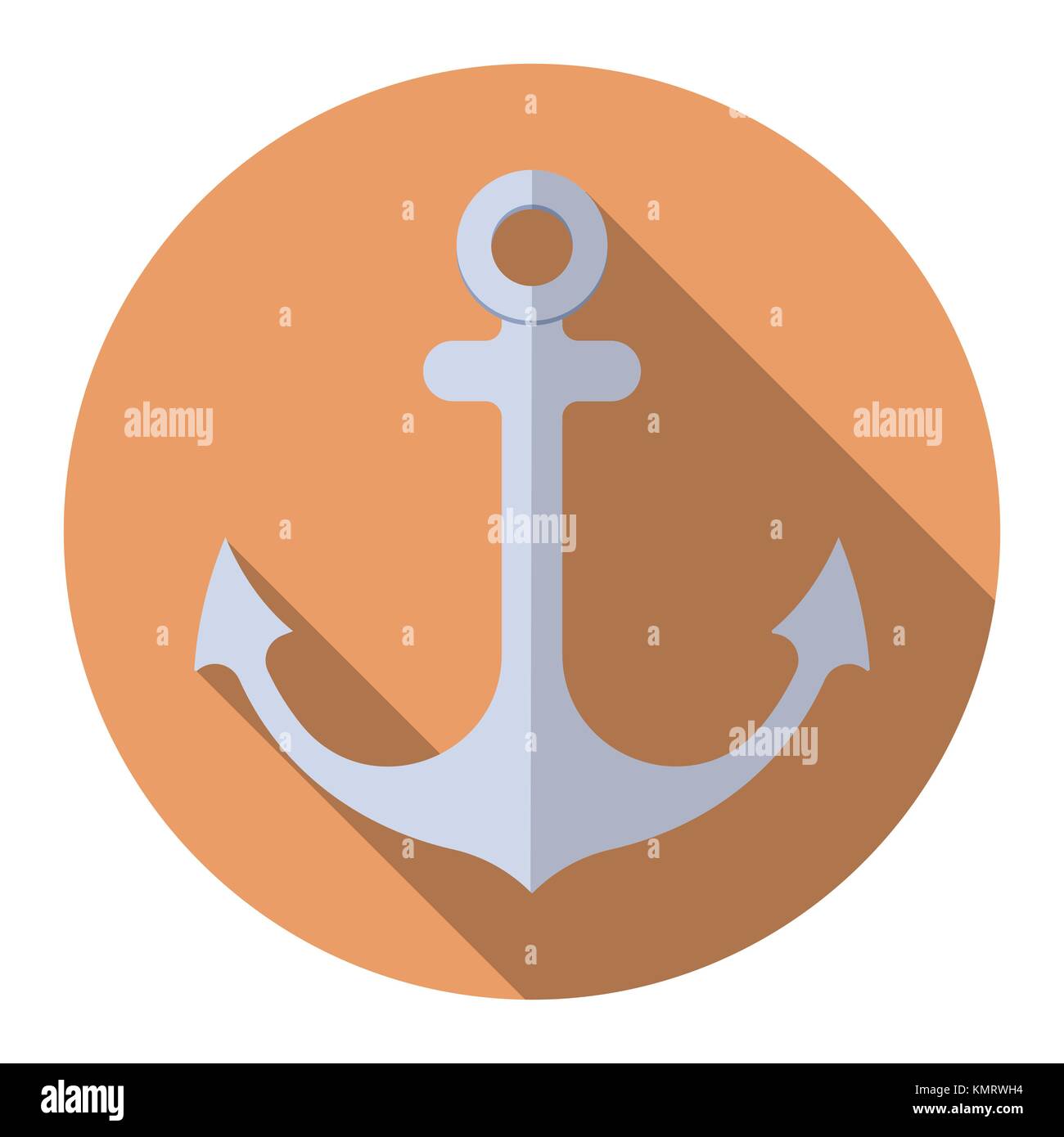 Flat design modern vector illustration of anchor icon with long shadow ...