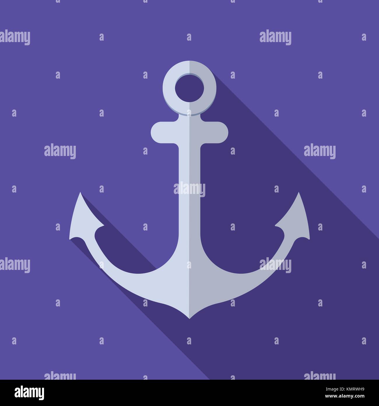 Flat design modern vector illustration of anchor icon with long shadow ...