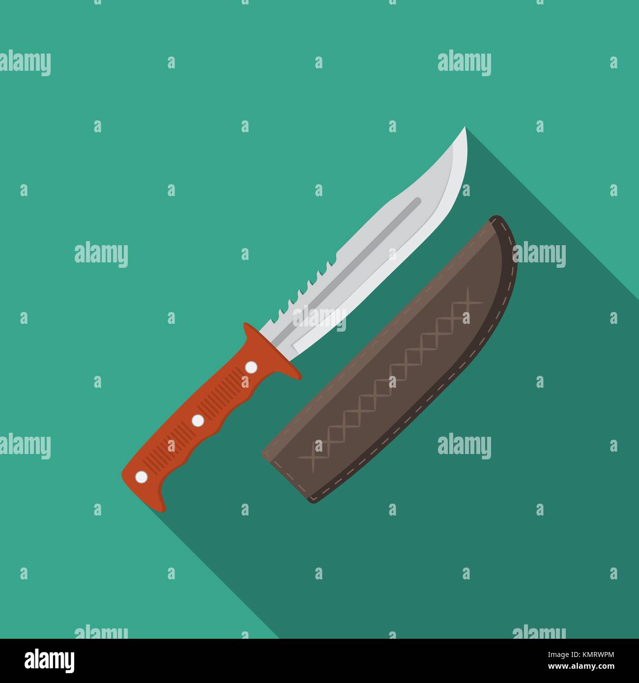 Flat design modern vector illustration of hunting knife icon, camping ...