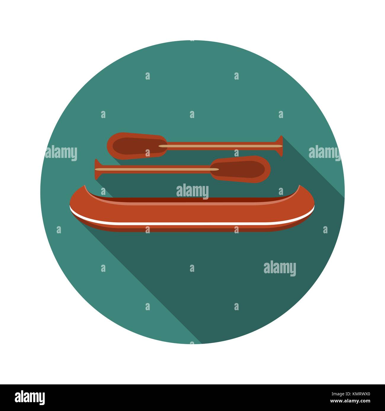 Flat design modern vector illustration of canoe icon, with long shadow ...