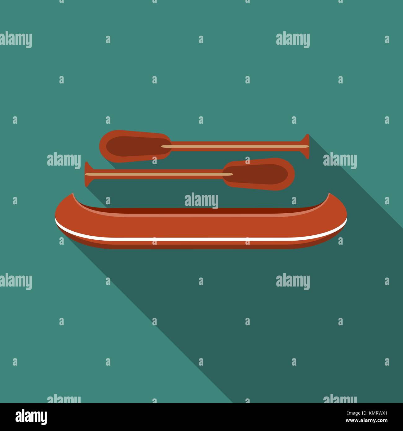Flat design modern vector illustration of canoe icon, with long shadow ...