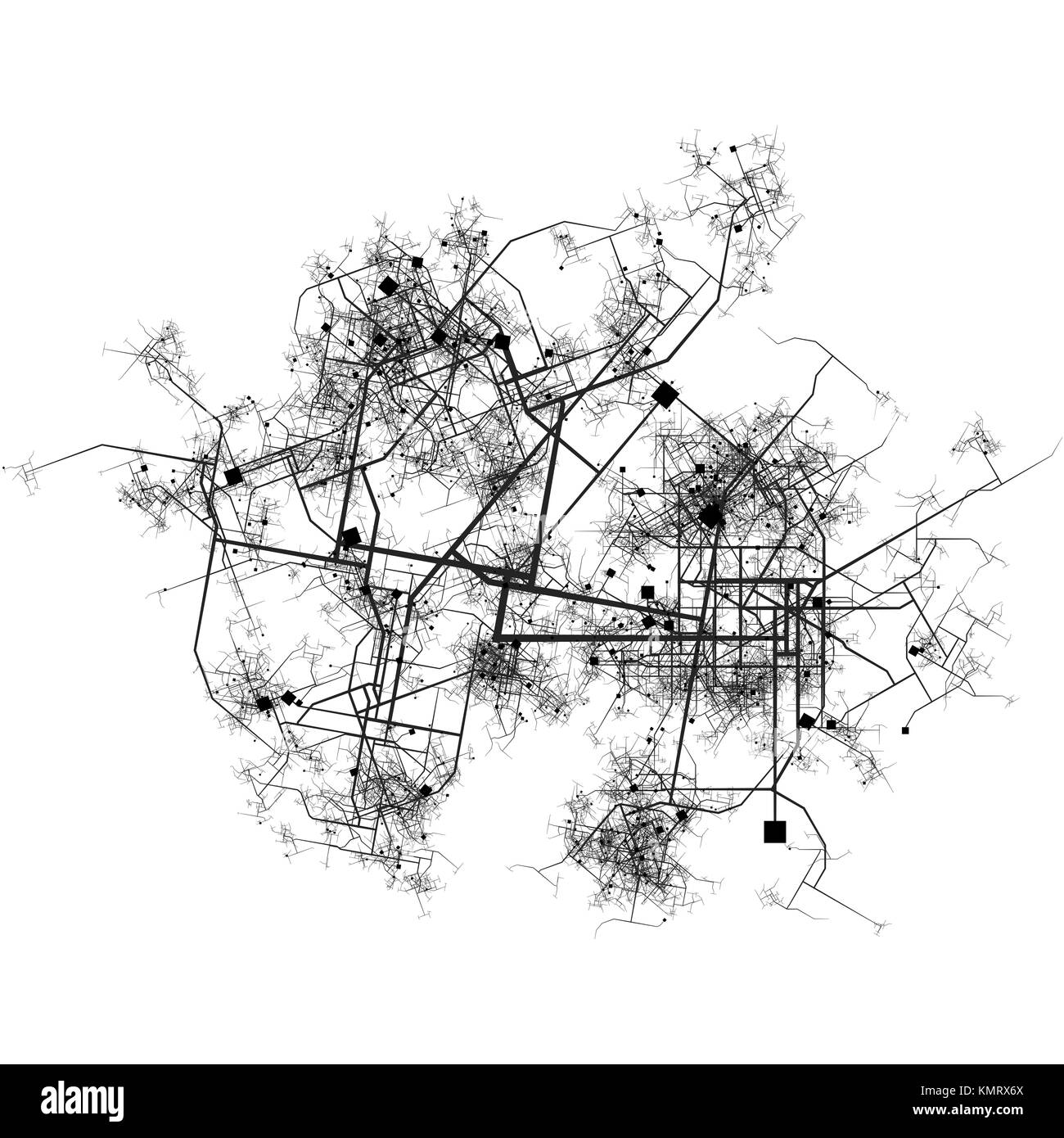 Intricate Fictional City Map with Roads and Buildings Top View Stock ...