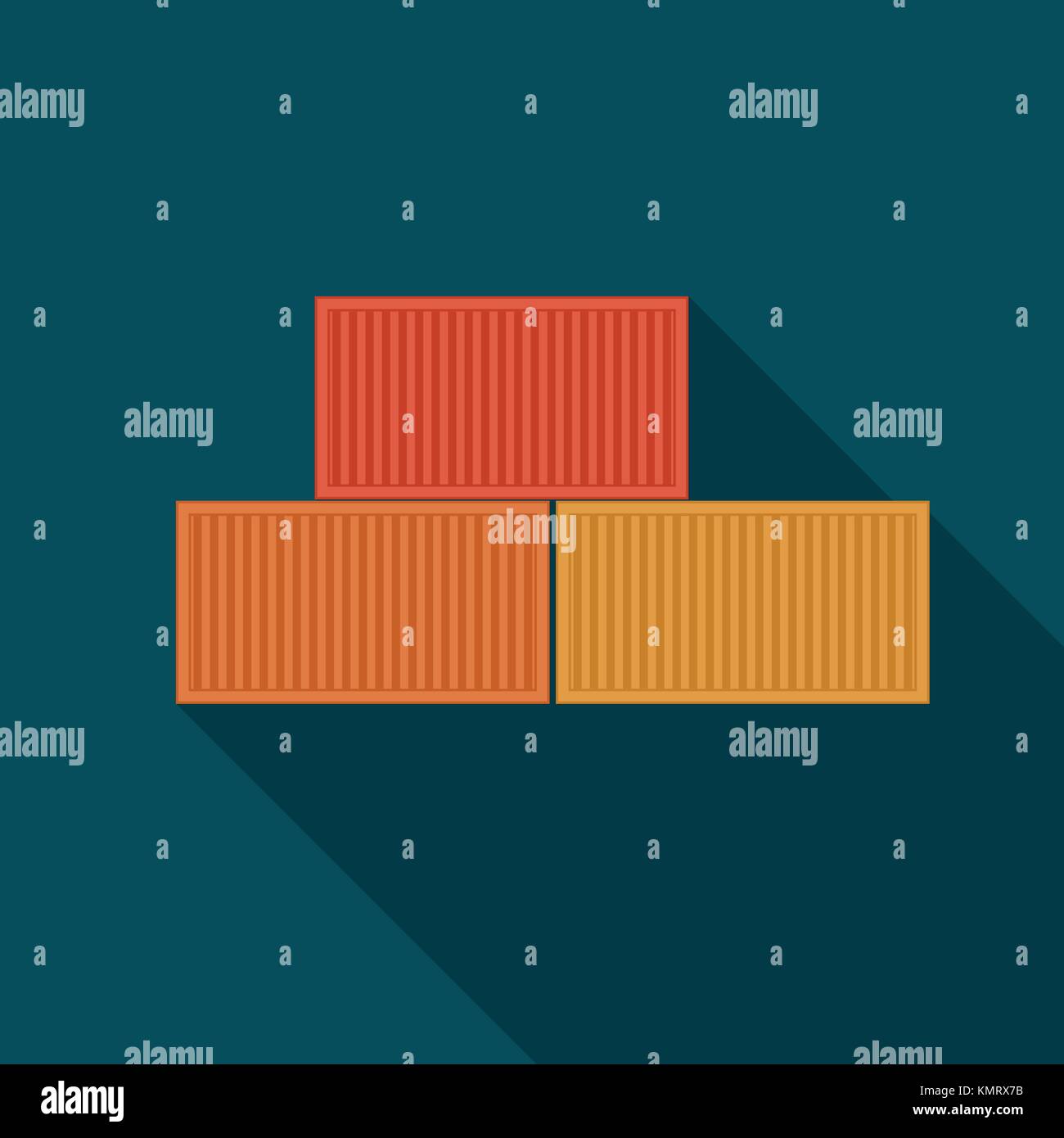 Vector illustration. Flat cargo container. Packaging Post service and ...